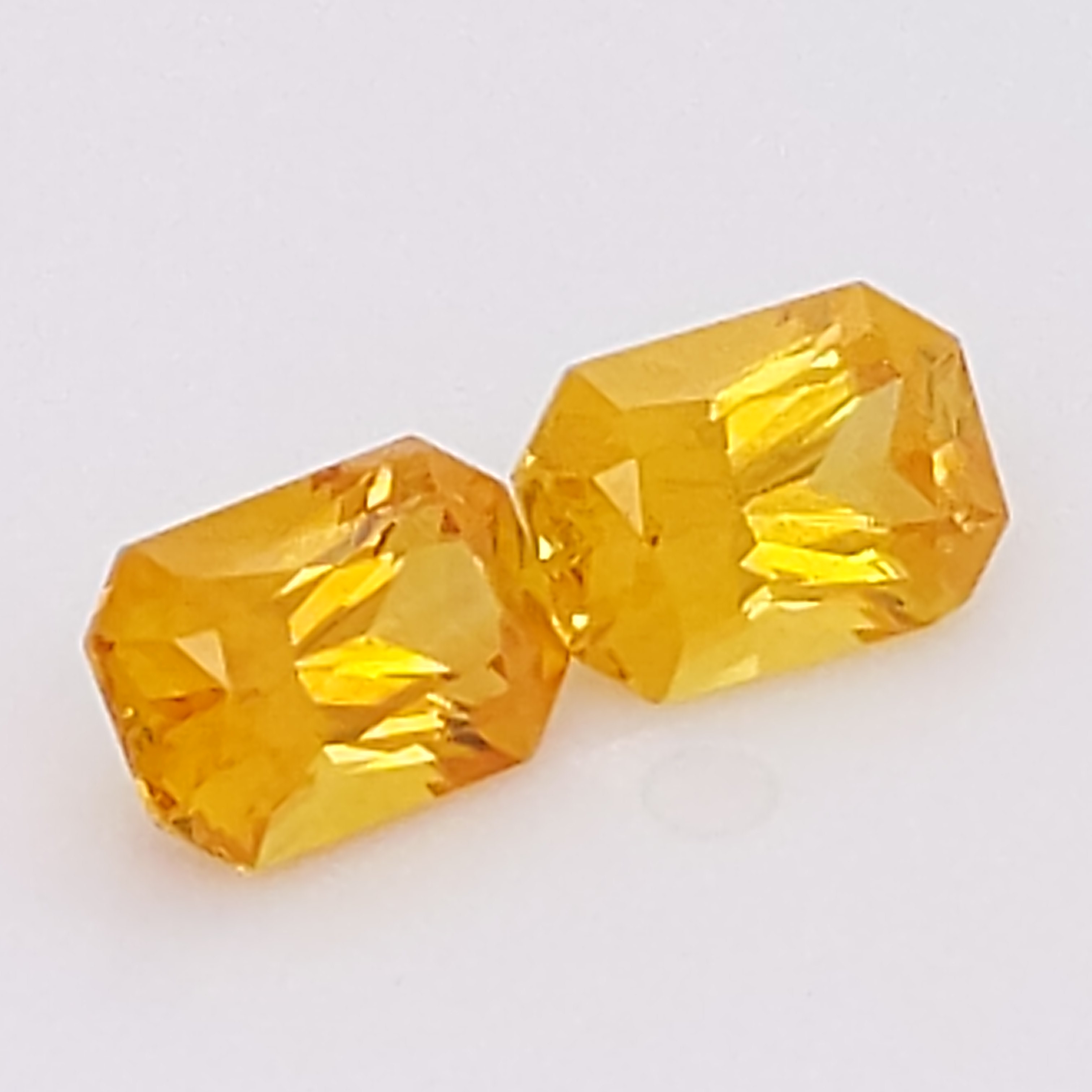 Sri Lanka Yellow Radiant Emerald Cut Sapphire Pair 2.45cts 7x5mm ...
