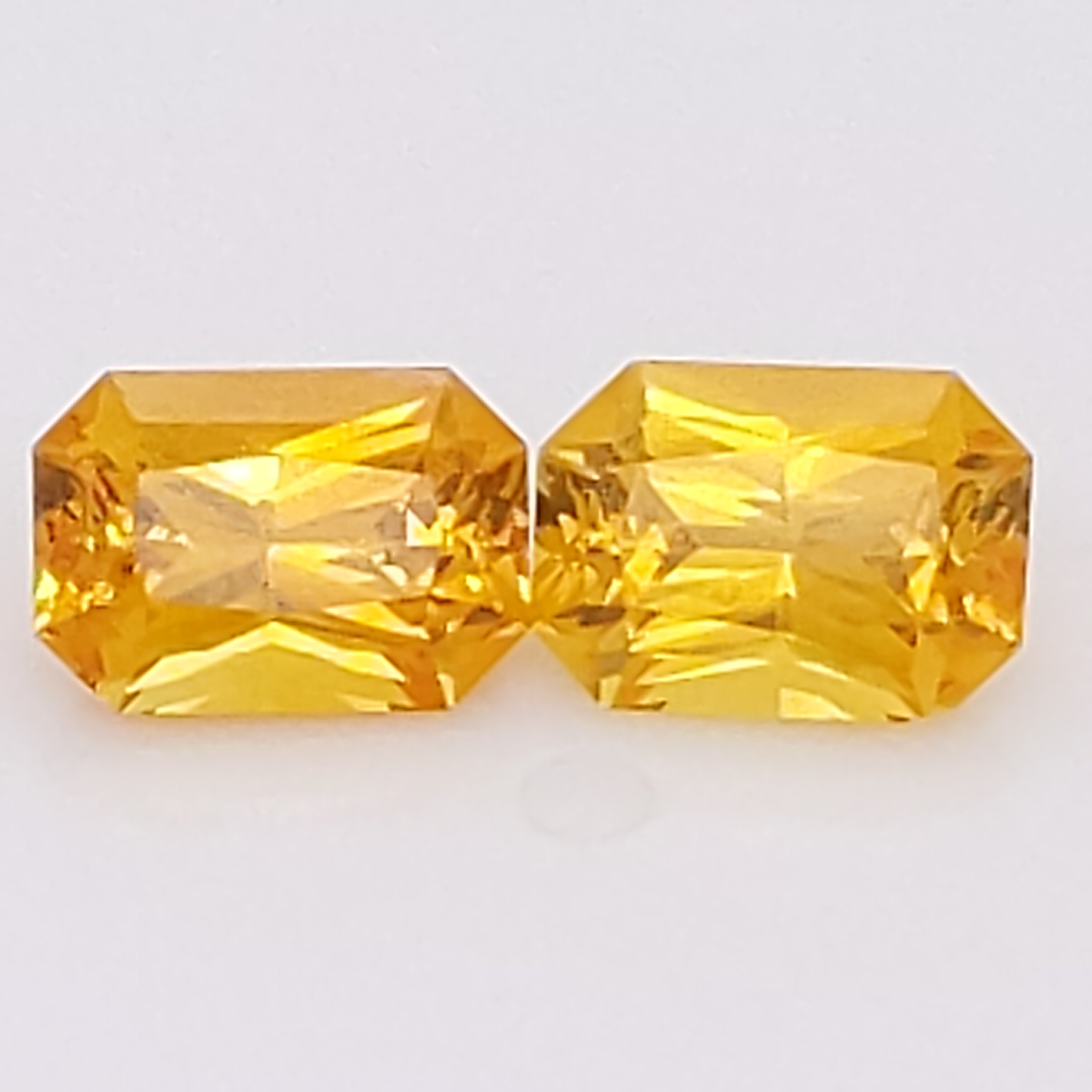 Sri Lanka Yellow Radiant Emerald Cut Sapphire Pair 2.45cts 7x5mm ...