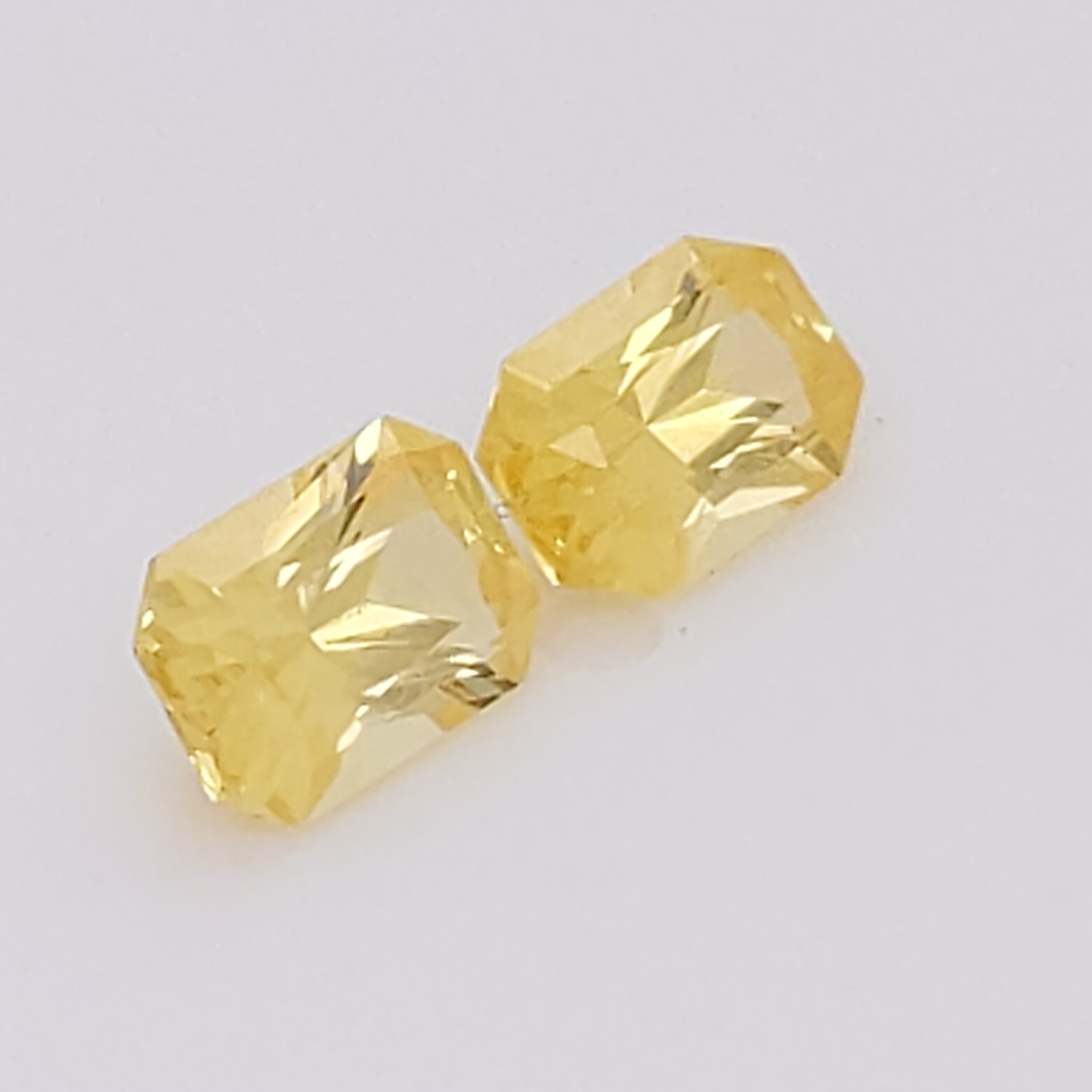 Sri Lankan Sapphire Yellow Emerald Radiant Cut Pair 6.5x4.5mm 1.74 cts ...