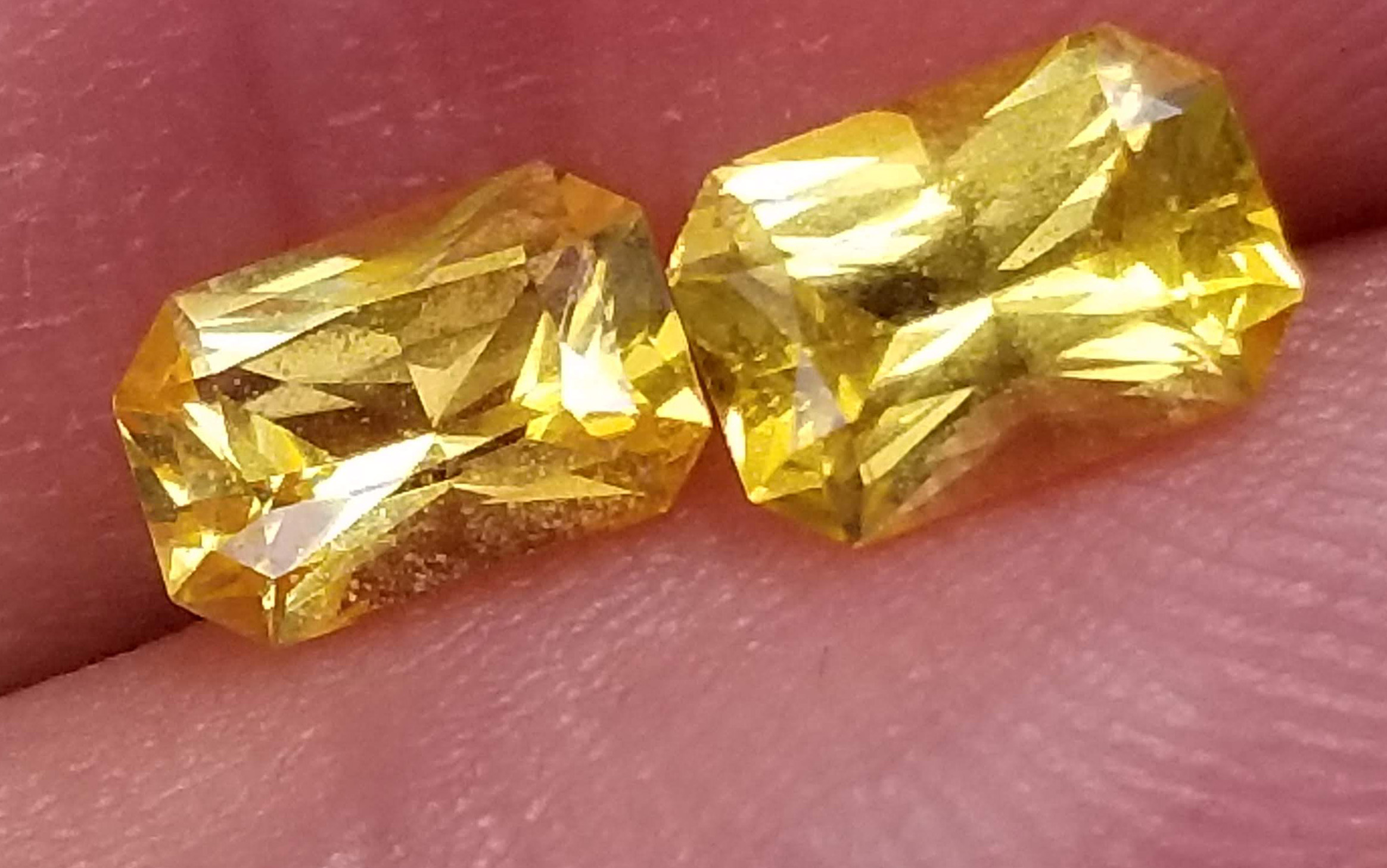 Ceylon Sapphire Yellow Emerald Cut Pair