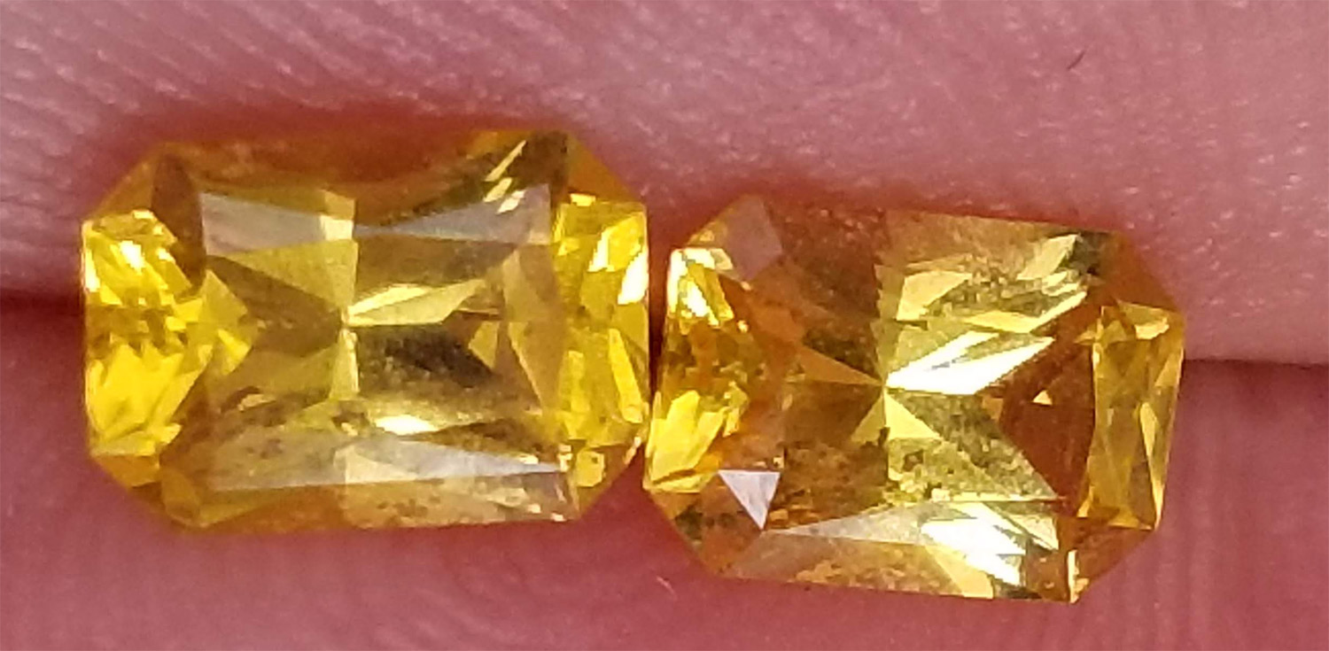Ceylon Sapphire Yellow Emerald Cut Pair