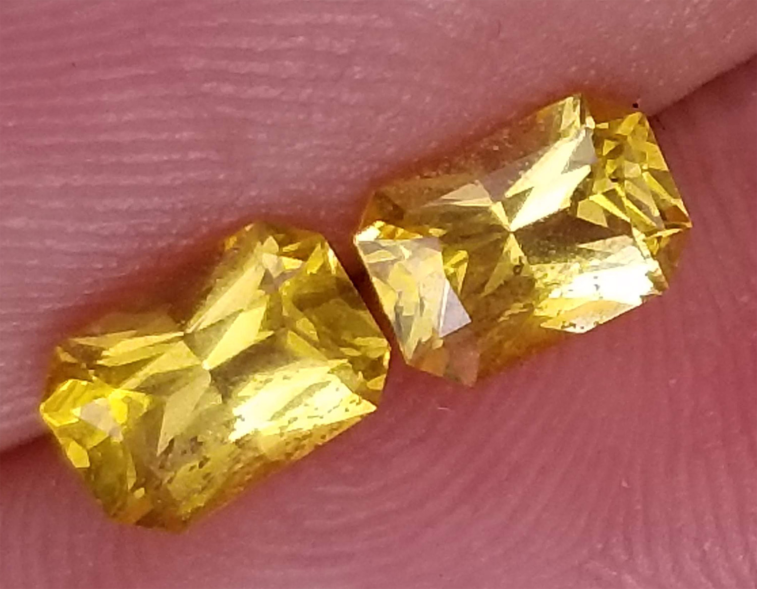 Ceylon Sapphire Yellow Emerald Cut Pair